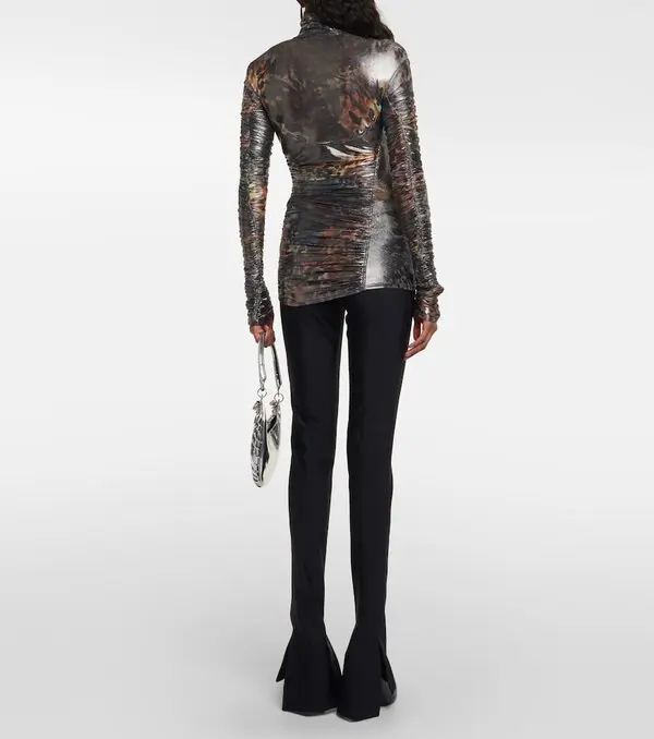 MUGLER Printed Ruched Top