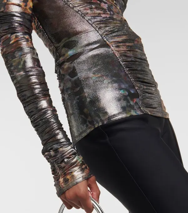 MUGLER Printed Ruched Top