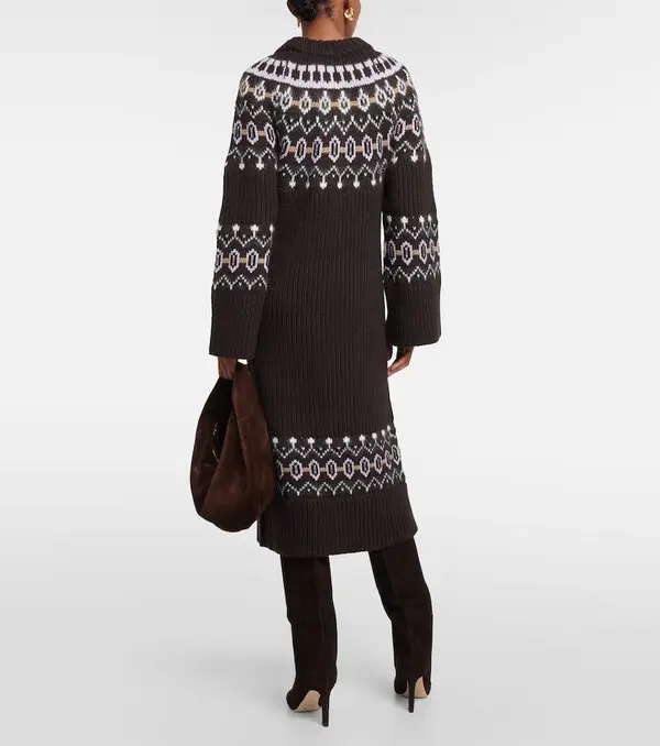 Khaite Rivka Fair Isle Cashmere-blend Midi Dress