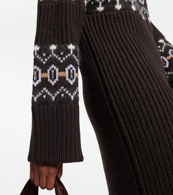 Khaite Rivka Fair Isle Cashmere-blend Midi Dress