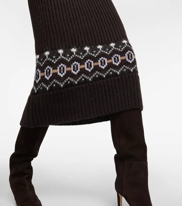 Khaite Rivka Fair Isle Cashmere-blend Midi Dress