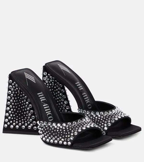 Attico Devon Embellished Mules - Black