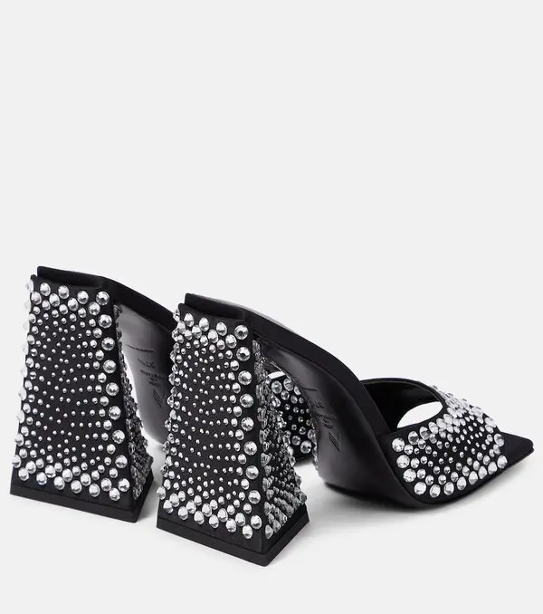 Attico Devon Embellished Mules - Black
