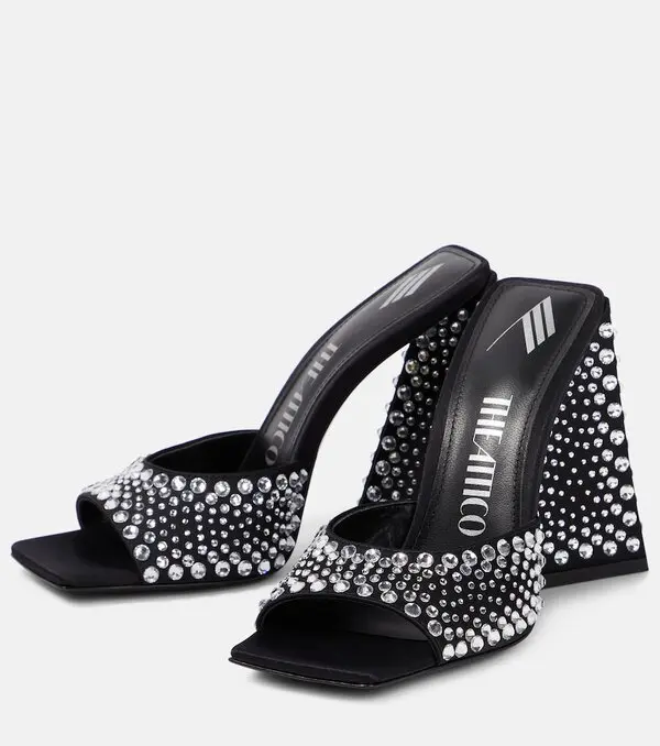 Attico Devon Embellished Mules - Black