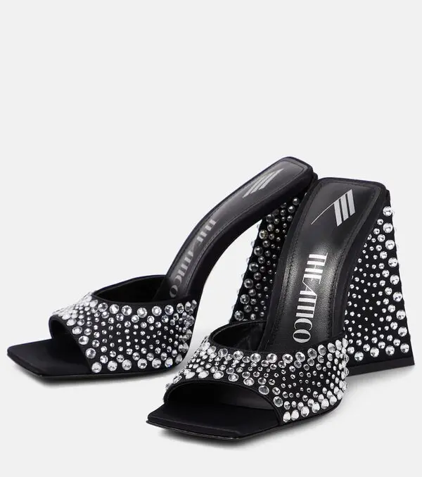 Attico Devon Embellished Mules - Black