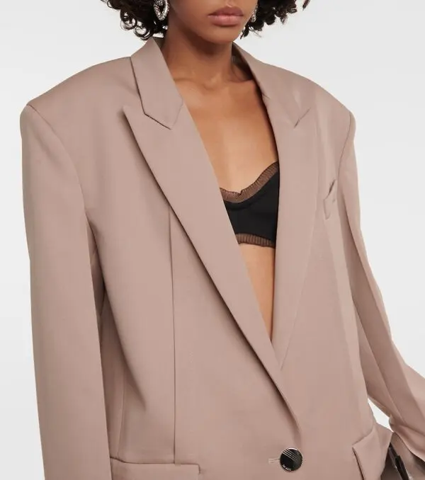 Attico Oversized Wool Blazer - Beige