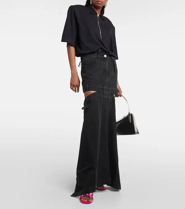 Attico Deconstructed Denim Maxi Skirt