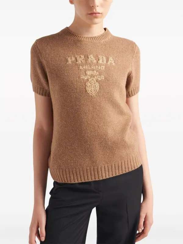 Prada Logo-intarsia Cashmere T-shirt
