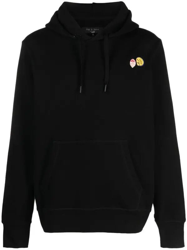 Rag & Bone Apple Drawstring Cotton Hoodie - Black