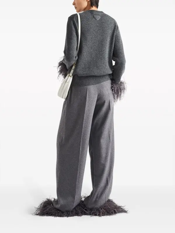 Prada Feather-trim Cashmere Trousers