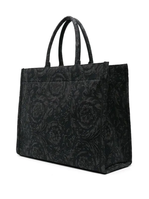 Versace Barocco Athena Jacquard Canvas Tote Bag - Black