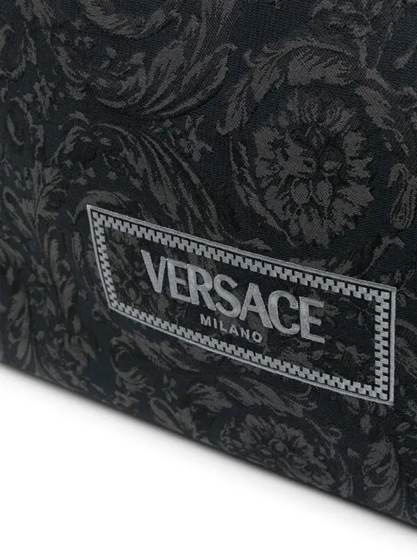 Versace Barocco Athena Jacquard Canvas Tote Bag - Black