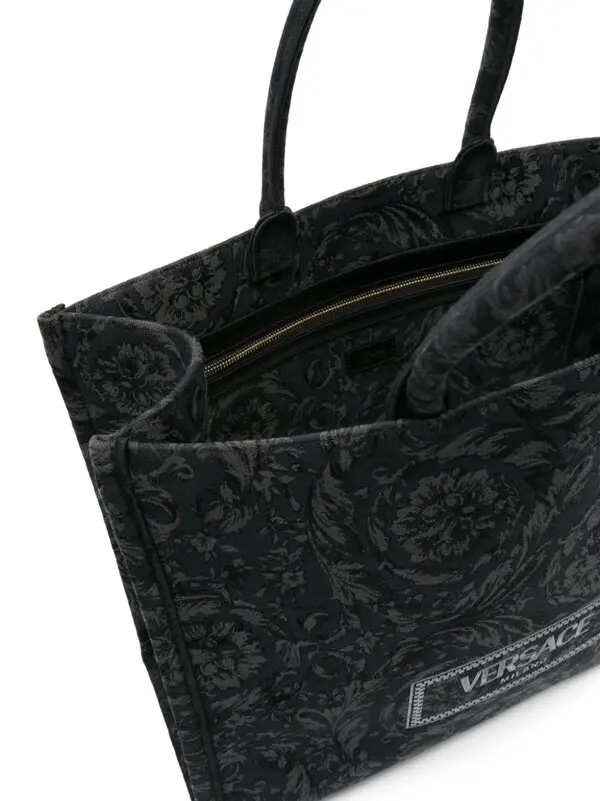 Versace Barocco Athena Jacquard Canvas Tote Bag - Black