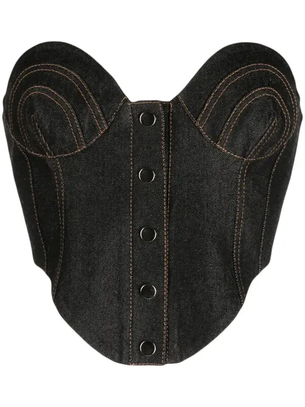 ALEKSANDRE AKHALKATSISHVILI Contrast-stitching Denim Corset