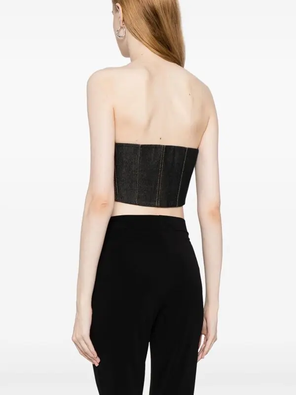 ALEKSANDRE AKHALKATSISHVILI Contrast-stitching Denim Corset