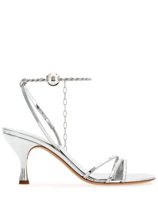 FERRAGAMO 70mm Patent Leather Strappy Sandals - Silver
