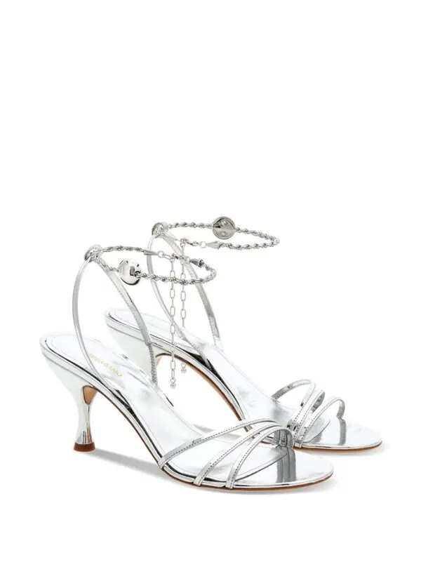 FERRAGAMO 70mm Patent Leather Strappy Sandals - Silver