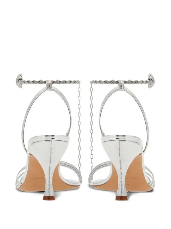 FERRAGAMO 70mm Patent Leather Strappy Sandals - Silver