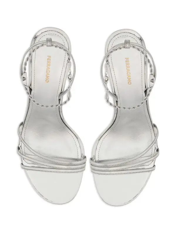 FERRAGAMO 70mm Patent Leather Strappy Sandals - Silver