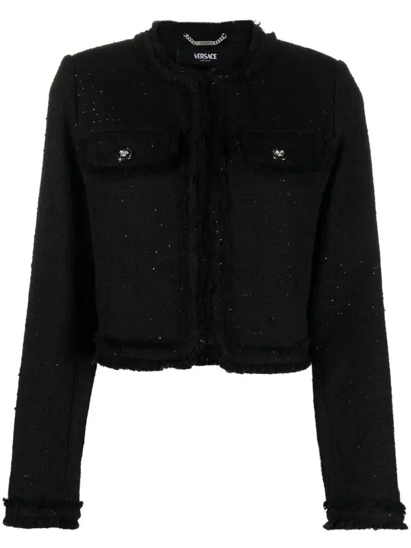 Versace Sequin-embellished Tweed Jacket - Black