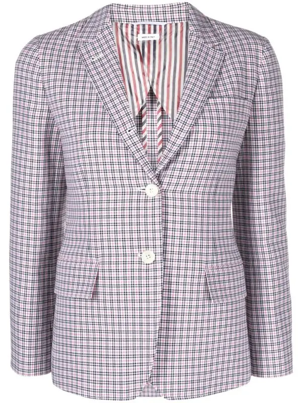 Thom Browne Check Crepe Single-breasted Blazer - White