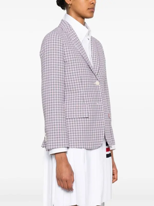 Thom Browne Check Crepe Single-breasted Blazer - White