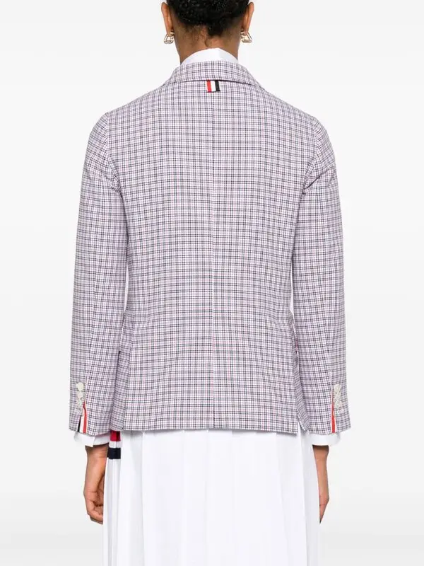 Thom Browne Check Crepe Single-breasted Blazer - White
