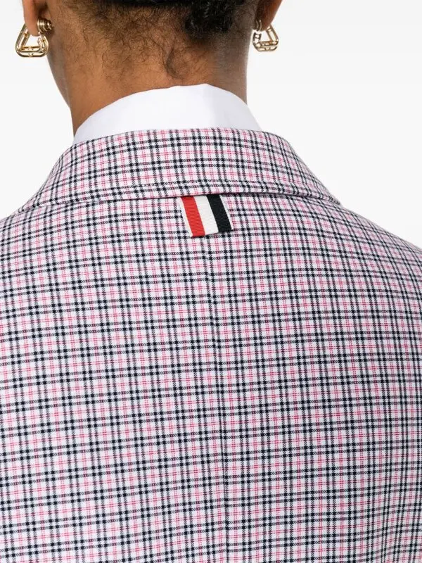 Thom Browne Check Crepe Single-breasted Blazer - White