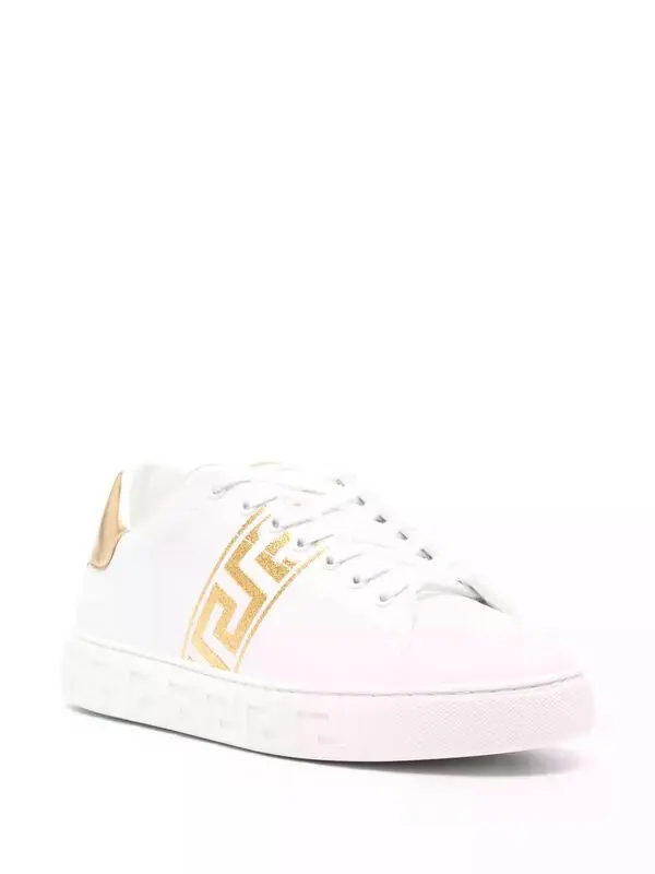 Versace Greca Embroidered Nylon Low Top Sneakers - White