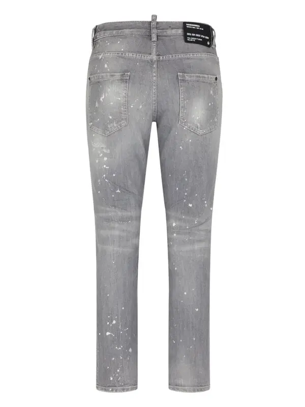 Dsquared2 Paint-splatter Ripped Slim Jeans - Grey