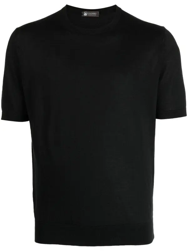 Colombo Crew-neck Fine-knit T-shirt - Black