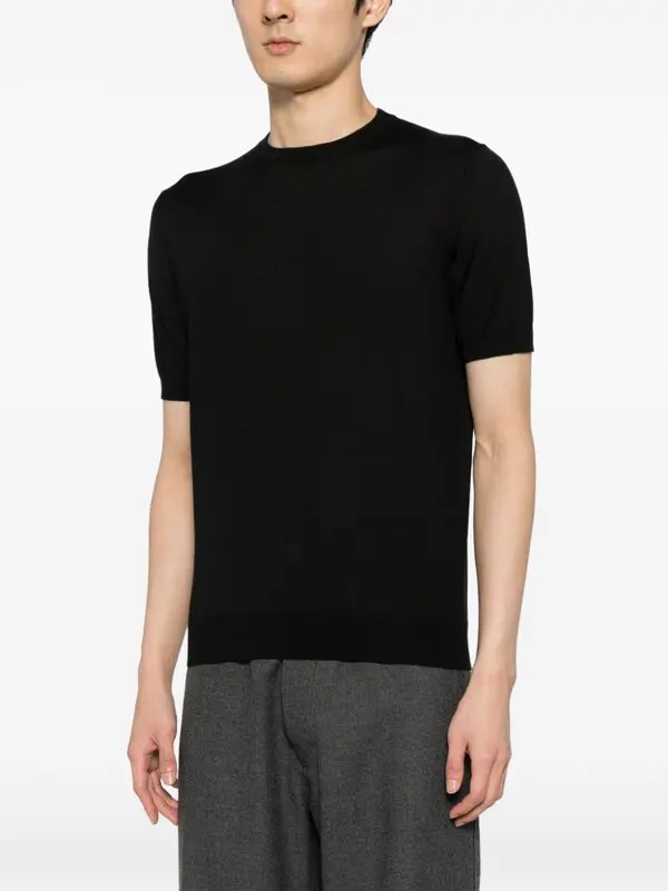 Colombo Crew-neck Fine-knit T-shirt - Black
