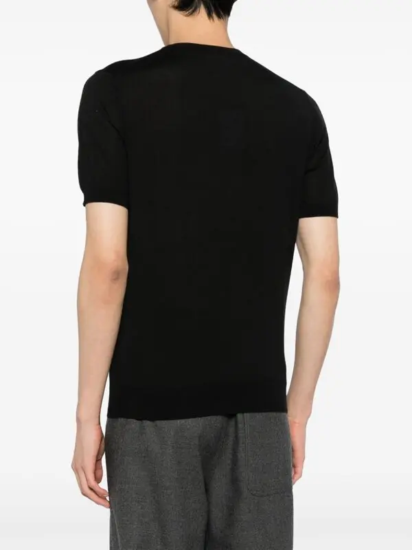 Colombo Crew-neck Fine-knit T-shirt - Black