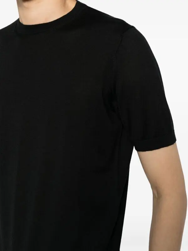 Colombo Crew-neck Fine-knit T-shirt - Black