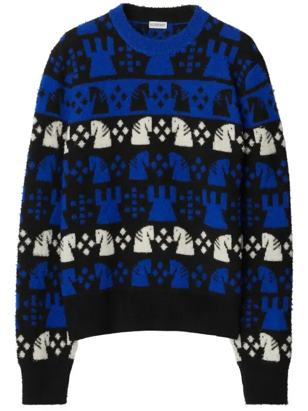 Burberry Chess Intarsia Wool-blend Jumper - Black