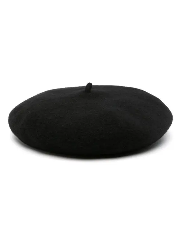 Stella McCartney Logo-plaque Wool Beret - Black