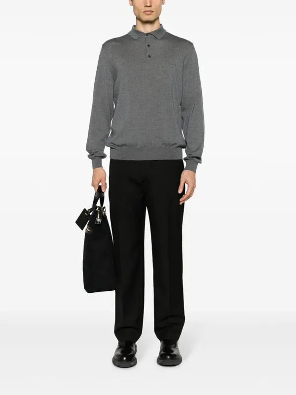 BOSS Logo-embroidered Fine-ribbed Polo Shirt