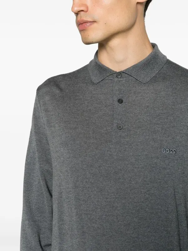 BOSS Logo-embroidered Fine-ribbed Polo Shirt