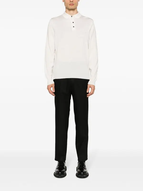 BOSS Logo-embroidered Virgin Wool Polo Shirt - White