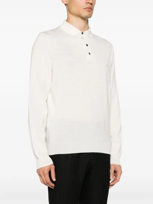BOSS Logo-embroidered Virgin Wool Polo Shirt - White