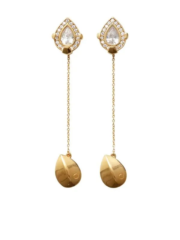Burberry Shield Pendant Crystal-embellished Earrings - Gold