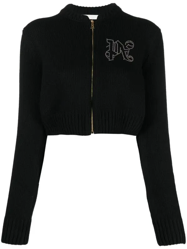 Palm Angels Monogram-appliqué Zip-up Sweatshirt