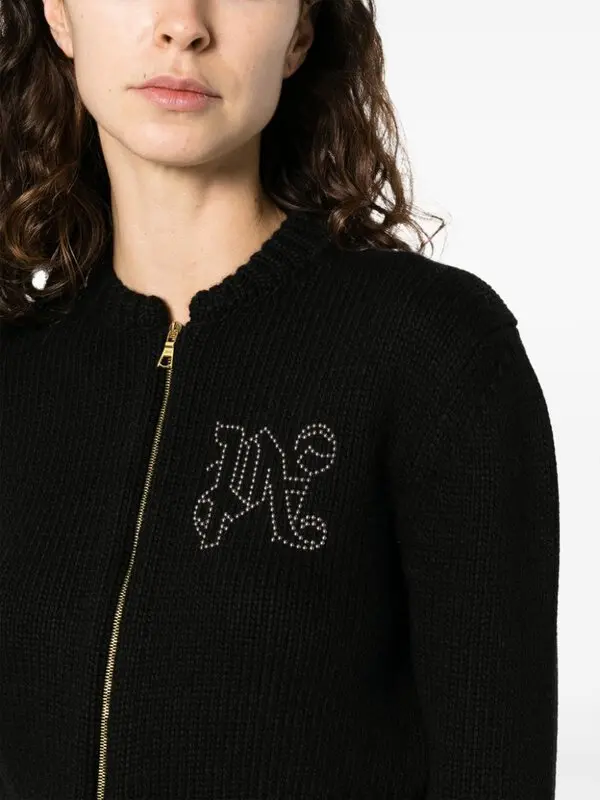 Palm Angels Monogram-appliqué Zip-up Sweatshirt