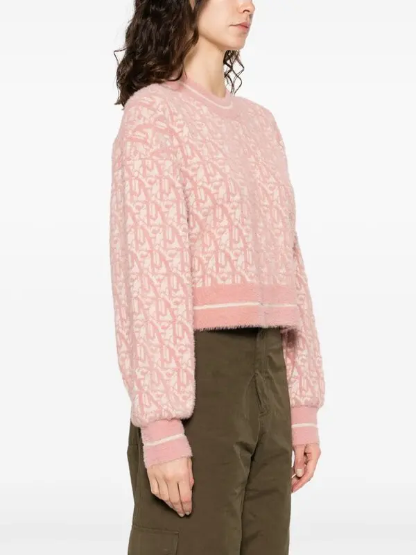 Palm Angels Monogram-jacquard Cropped Jumper - Neutrals