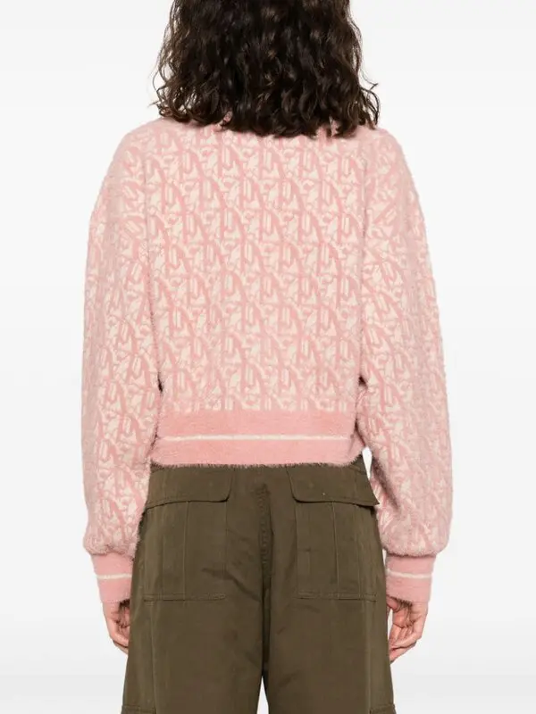 Palm Angels Monogram-jacquard Cropped Jumper - Neutrals