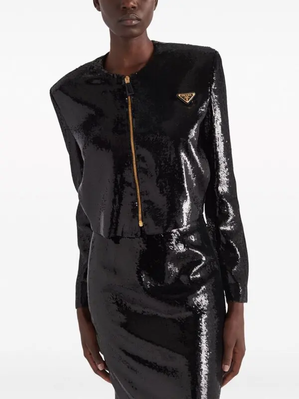Prada Sequin-embellished Cropped Jacket