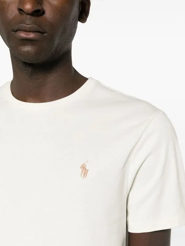 Polo Ralph Lauren Polo Pony-embroidered Cotton T-shirt - Neutrals