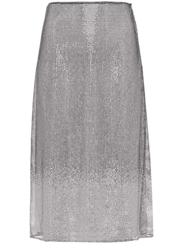 Prada Rhinestone-embellished Mesh Midi Skirt