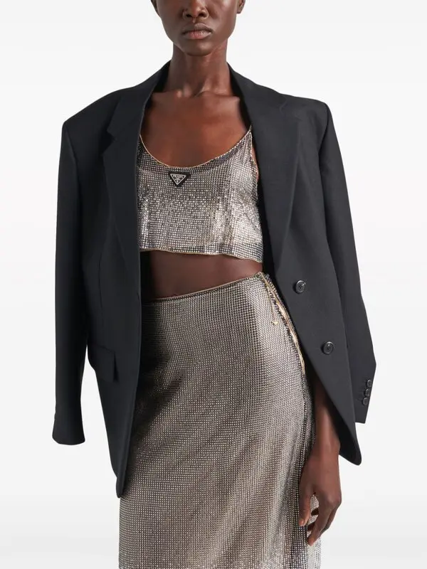 Prada Rhinestone-embellished Mesh Midi Skirt