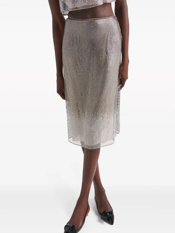 Prada Rhinestone-embellished Mesh Midi Skirt